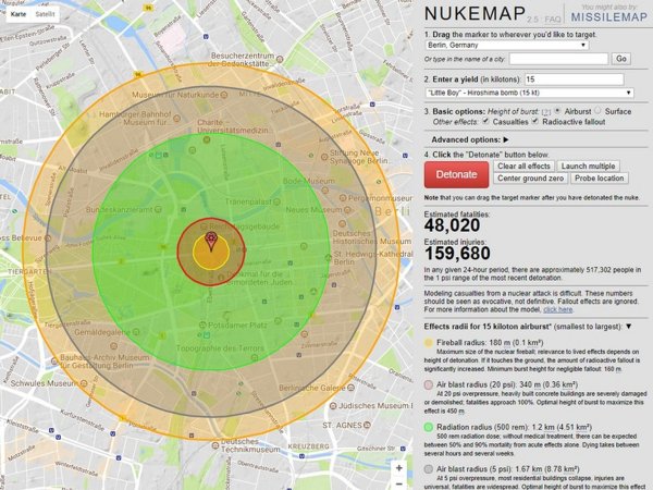 Nukemap: Wenn eine Atombombe Berlin trifft | Servicethema Digitales - LZ.de